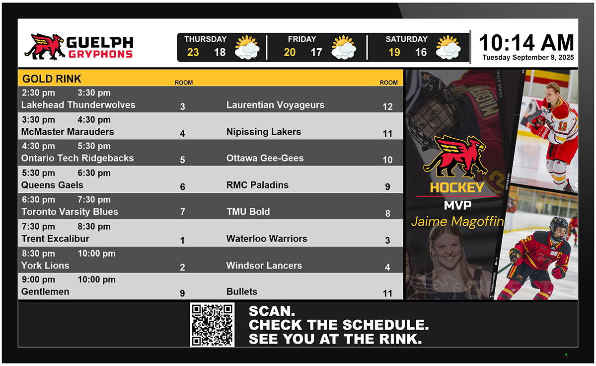 University of Guelph Powers Arena Digital Signage with Audience™